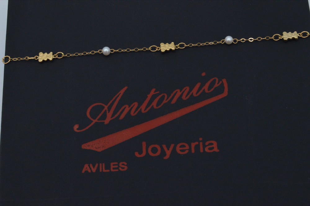 Pulsera de oro con perlitas y ositos - TiendAvilés